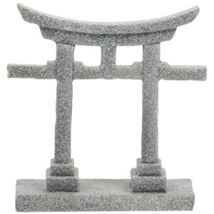 ganazono japanese shinto torii gate aquarium torii miniature ornament tree fish tank decoration bridge landscape ornaments grey