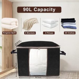 Ragestor ppliessu 90L large clothes storage container closet organizer storage bags for clothes under bed storage bin organizer for closet shelves basement（6pack,Black