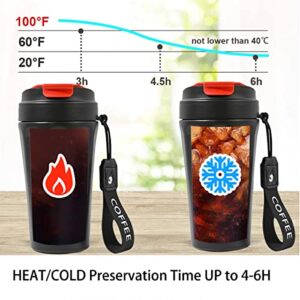 Mosdos Insulated Travel Coffee Mug-Spill Proof 14oz,Stainless Steel Coffee Cup with Lid,Vacuum-Sealed Portable Thermos Cup for On-the-Go,Reusable Coffee Tumbler,Gift for Men and Women-Black