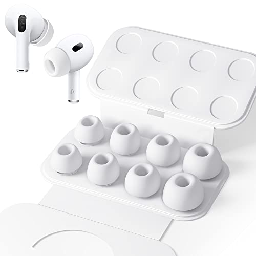 Seltureone 4 Pairs Replacement Ear Tips for Airpods Pro/Airpods Pro 2 with Noise Reduction Hole, Non-Slip Soft Silicone Airpods Pro Replacement Ear Tips with Portable Storage Box (XS/S/M/L)