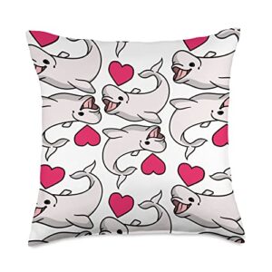 beluga whale animal gifts whale pattern ocean animal lover beluga throw pillow, 18x18, multicolor