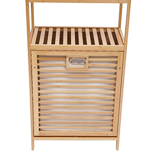 Bamboo Laundry Hampers Storage Basket Clothes Storage Shelf Organizer Bathroom Rack，Laundry Room Shelves