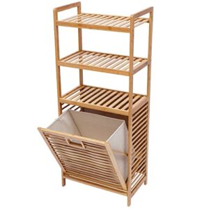 Bamboo Laundry Hampers Storage Basket Clothes Storage Shelf Organizer Bathroom Rack，Laundry Room Shelves