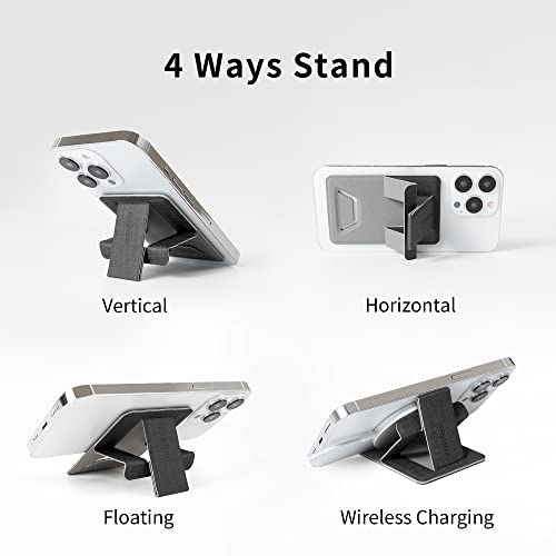 ergomi Tarzan Pro Magnetic Phone Stand, Multi-Angle Adjustable Device Holder, Foldable PU Leather Desktop Stand for Phone, e-Reader, Zooming, Reading with Ergonomic Viewing Angle, Slim & Steady(Black)