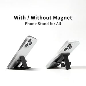 ergomi Tarzan Pro Magnetic Phone Stand, Multi-Angle Adjustable Device Holder, Foldable PU Leather Desktop Stand for Phone, e-Reader, Zooming, Reading with Ergonomic Viewing Angle, Slim & Steady(Black)