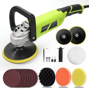 comoware buffer polisher for car detailing, 7 inch/6 inch car buffers and polishers kit, 6 variable speed 600-4000 rpm, 1300w car polisher, polishing machine for sanding, polishing, waxing