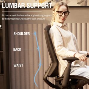 ELABEST Ergonomic Mesh Office Chair,Sturdy Task Chair- Adjustable Lumbar Support & Armrests,Computer Desk Chair,Tilt Function,Comfort Wide Seat,Swivel Home Office Chair