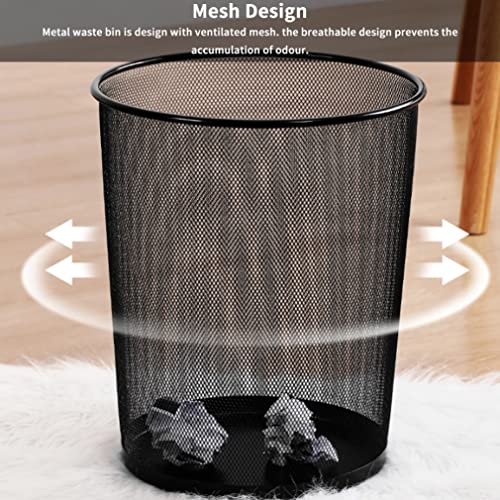 KUYYFDS Metal Waste Bin Mesh Trash Can Waste Paper Basket for Bedrooms Kitchens Bathrooms Office Paper Bins