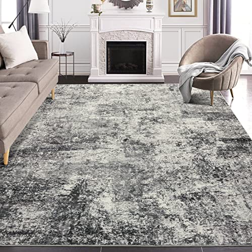 Area Rug Living Room Rugs - 5x7 Large Soft Indoor Neutral Modern Abstract Low Pile Washable Rug Carpet for Bedroom Dining Room Farmhouse Home Office - Beige Grey