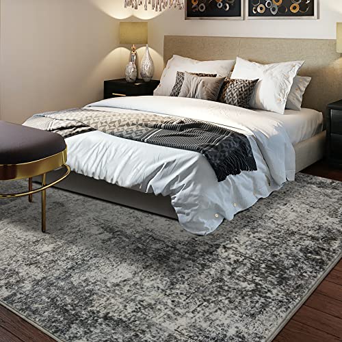 Area Rug Living Room Rugs - 5x7 Large Soft Indoor Neutral Modern Abstract Low Pile Washable Rug Carpet for Bedroom Dining Room Farmhouse Home Office - Beige Grey