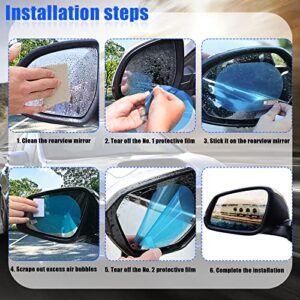 4 Pieces Car Rearview Mirror Film, HD Nano Clear Protective Sticker Film, Waterproof Rainproof Antifogging for Car Mirrors and Side Windows, Car Trucks SUVs Safe Driving