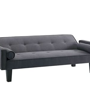 Cotoala Modern Love Seat Sofa, Button Tufted Fabric Couch with 2 Pillows for Home, Living Room, Gray