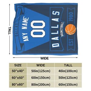 Custom Throw Blankets for Bed Personalized Basketball City Fans Gift Winter Summer Fleece Blanket Name and Number, 30"x40", 50"x60"