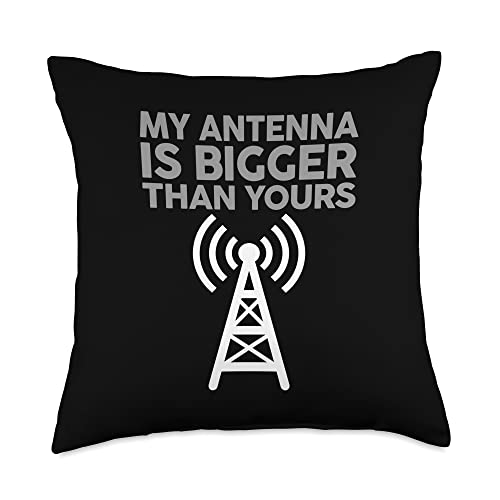 Radionics System Shortwave Enthusiast Gag Gift Men My Antenna is Bigger Than Yours Funny Nerdy Ham Radio Lovers Throw Pillow, 18x18, Multicolor