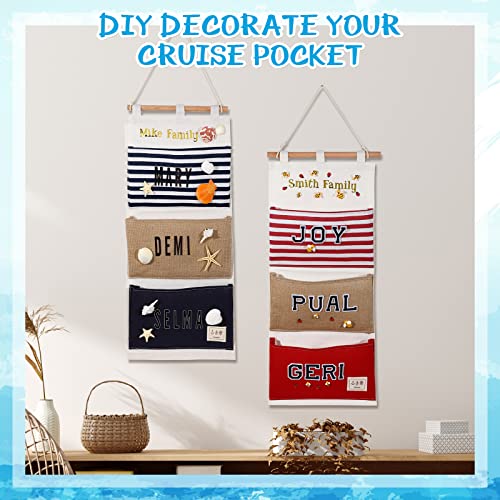 Riakrum 2 Pcs Hanging Organizer with Pockets Wall Hanging Storage Bag Linen Cotton Fabric Wall Door 3 Pockets Hanging Bag for Exchange Gifts Cabin Door Closet