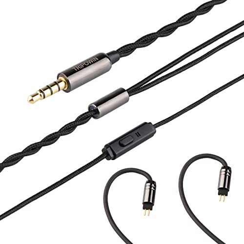 Linsoul Tripowin Zombur 4N High Purity OFC Oxygen Free Cable HiFi IEM Cable with Microphone, Cotton Yarn Outer Layer for Audiophile Replacement Cable (with MIC, 3.5, 2PIN)