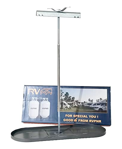 RVPNR RV Dual Propane Tank Mounting Rack 40lb,30lb and 20ld Tanks for Camper and Travel Trailers with Different Connecting Pipes, Black, White, Grey or Red Options (Grey)