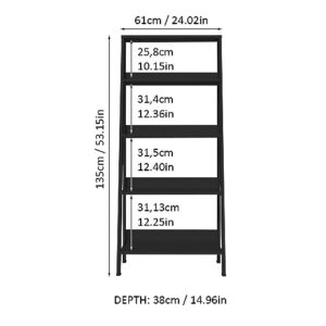 Madesa 5-Tier Ladder Shelf with Storage Space, Free Standing Bookshelf, Wood, 15" D x 24" W x 53" H - Black