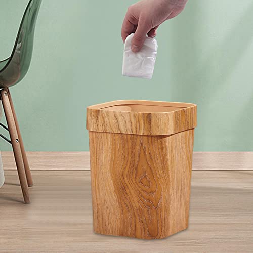 MagiDeal Vintage Wood Grain Trash Can Waste Paper Basket Large Rubbish Bin Wastebasket Garbage Basket for Living Room Indoor Farmhouse Kitchen, A