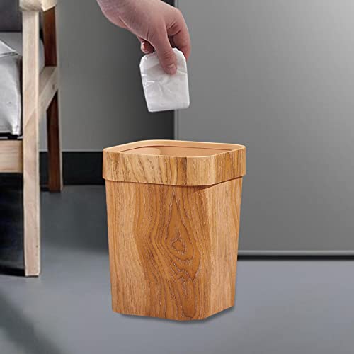 MagiDeal Vintage Wood Grain Trash Can Waste Paper Basket Large Rubbish Bin Wastebasket Garbage Basket for Living Room Indoor Farmhouse Kitchen, A