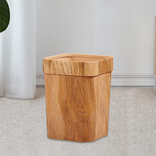 MagiDeal Vintage Wood Grain Trash Can Waste Paper Basket Large Rubbish Bin Wastebasket Garbage Basket for Living Room Indoor Farmhouse Kitchen, A