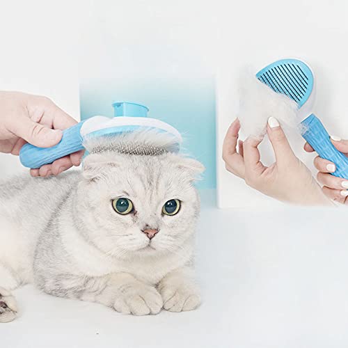 Self-Cleaning Slicker Brush Comb - Best Pet Cat Dog Grooming Long Short Hair - Shedding Loose Undercoat Tangled Haired Removes Tool - Blue