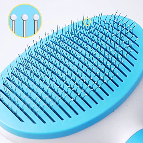 Self-Cleaning Slicker Brush Comb - Best Pet Cat Dog Grooming Long Short Hair - Shedding Loose Undercoat Tangled Haired Removes Tool - Blue