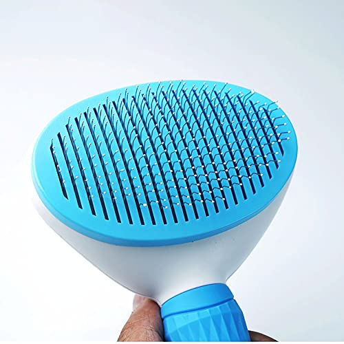 Self-Cleaning Slicker Brush Comb - Best Pet Cat Dog Grooming Long Short Hair - Shedding Loose Undercoat Tangled Haired Removes Tool - Blue