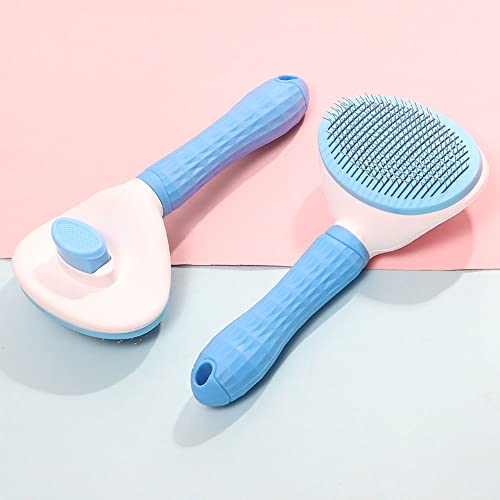 Self-Cleaning Slicker Brush Comb - Best Pet Cat Dog Grooming Long Short Hair - Shedding Loose Undercoat Tangled Haired Removes Tool - Blue