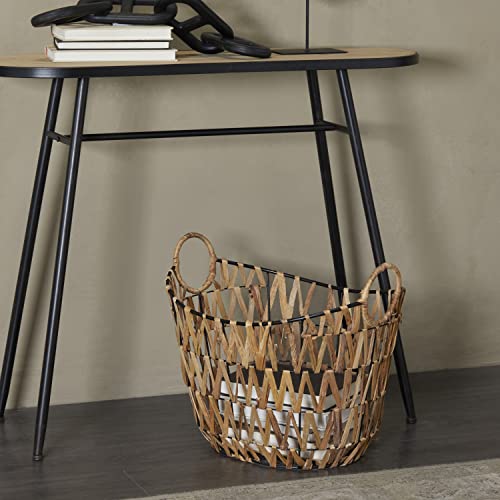 The Novogratz Metal Storage Basket with Handles, 20" x 15" x 16", Brown