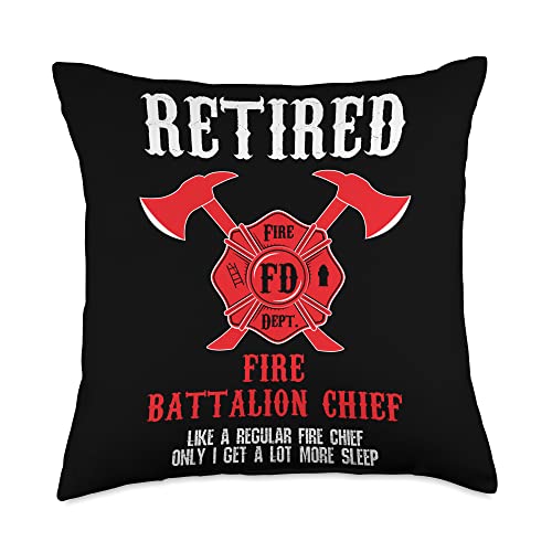 Retired Firefighter Fireman Retirement Retiree Retired Fire Battalion Chief Fireman Firewomen Firefighting Throw Pillow, 18x18, Multicolor