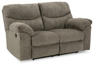 signature design by ashley alphons transitional tufted reclining loveseat, light gray