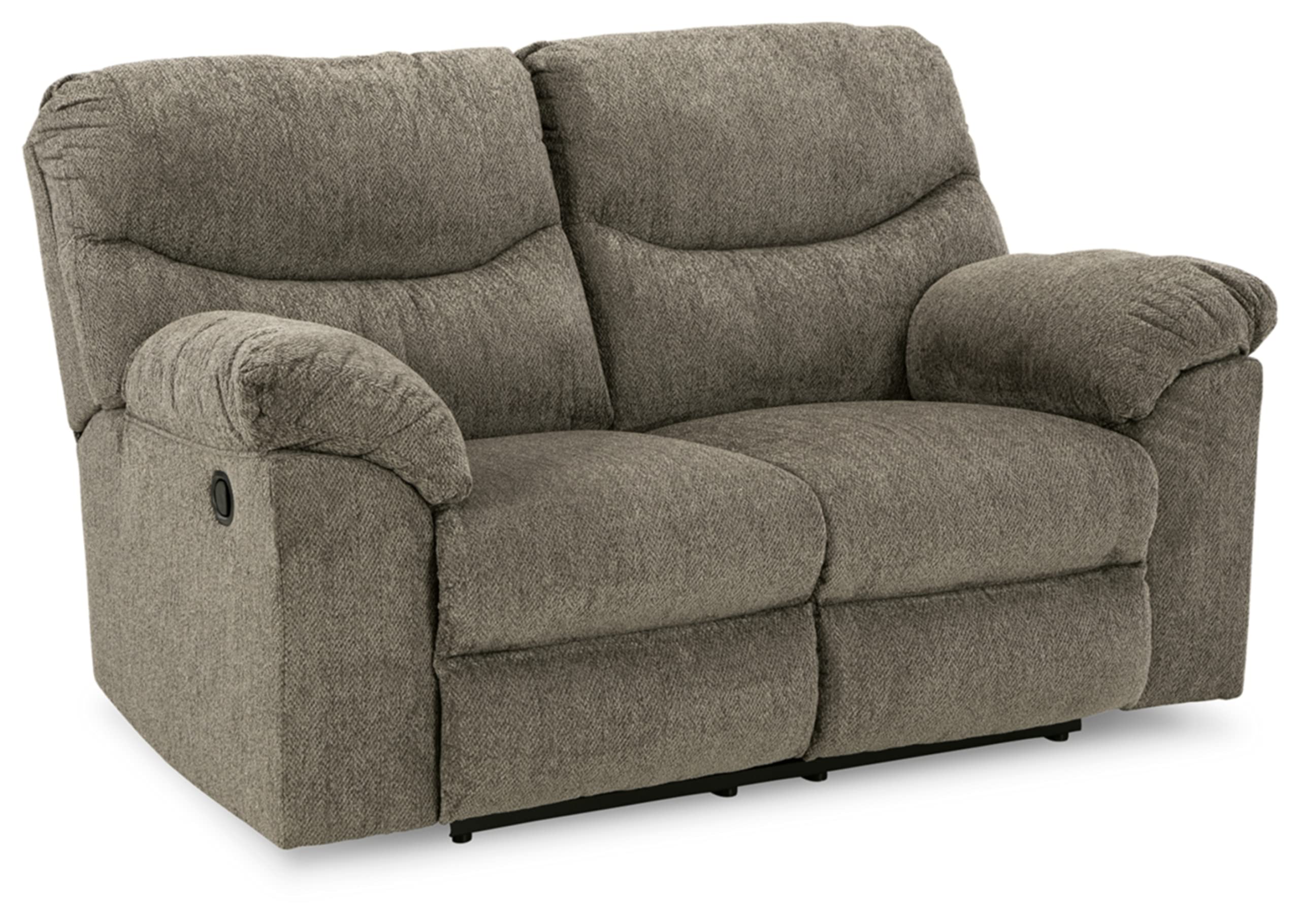 Signature Design by Ashley Alphons Transitional Tufted Reclining Loveseat, Light Gray