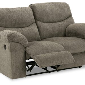 Signature Design by Ashley Alphons Transitional Tufted Reclining Loveseat, Light Gray