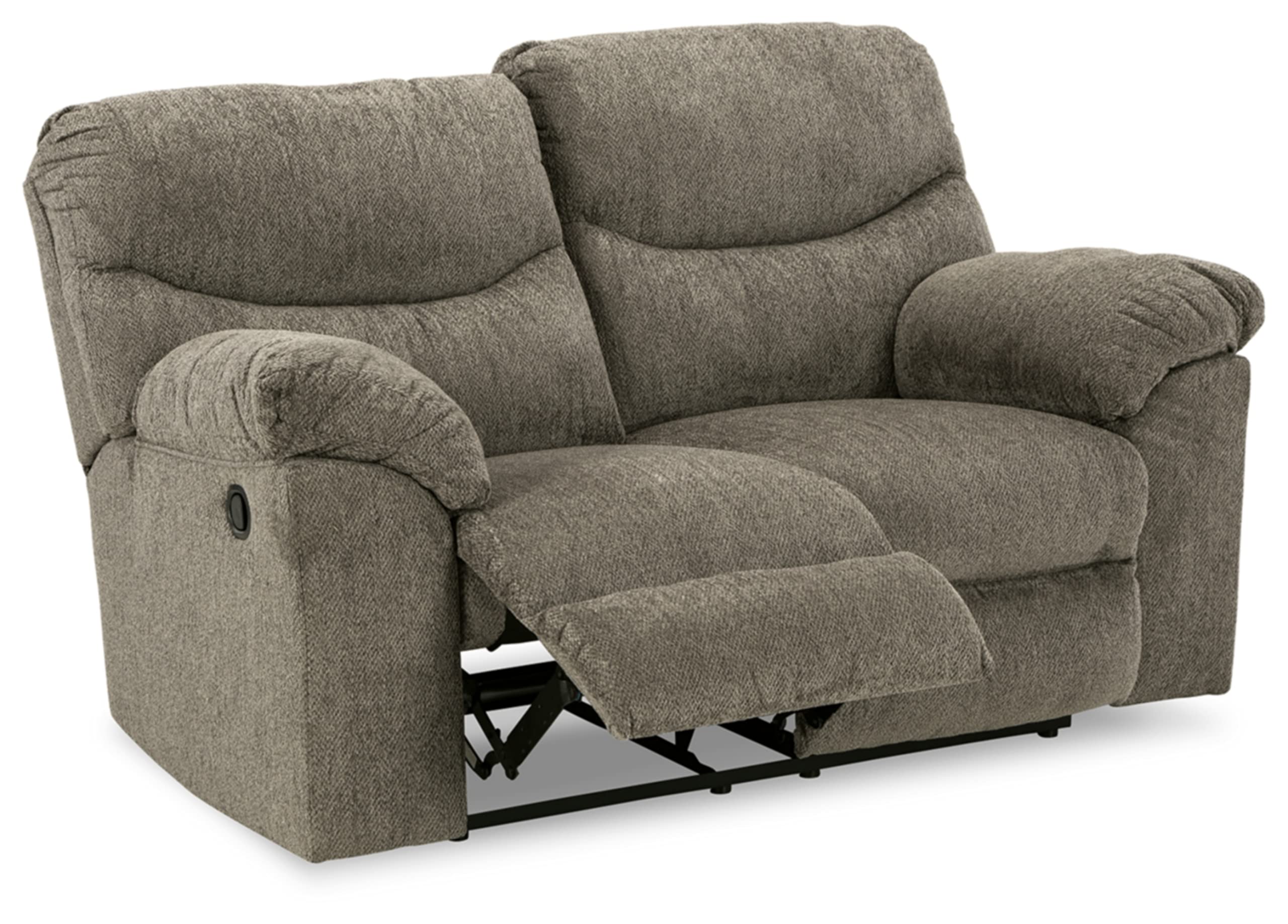 Signature Design by Ashley Alphons Transitional Tufted Reclining Loveseat, Light Gray