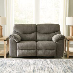 Signature Design by Ashley Alphons Transitional Tufted Reclining Loveseat, Light Gray