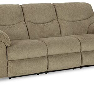 Signature Design by Ashley Alphons Transitional Tufted Reclining Sofa, Light Brown