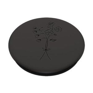 Black Gray Floral Flower Wildflower PopSockets Standard PopGrip