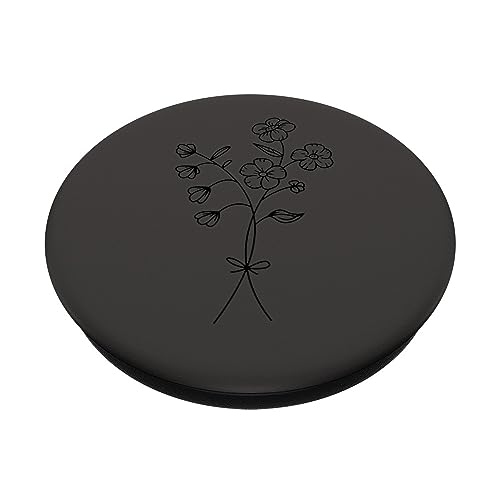 Black Gray Floral Flower Wildflower PopSockets Standard PopGrip