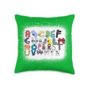 new alphabet letters for kids 2022 merchandise villain letter abcs tee boys evil alphabets bleach throw pillow, 16x16, multicolor