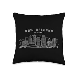 us louisiana new orleans america louisiana new orleans skyline throw pillow, 16x16, multicolor