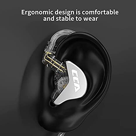 Wired Earbuds CCA CRA in Ear Wired Earphone Headset Monitors Headphones with 2Pin Detachable Cable, Ultra-Thin Diaphragm Dynamic Driver IEM, Clear Sound & Deep Bass, with 3.5 mm Interface(Black)