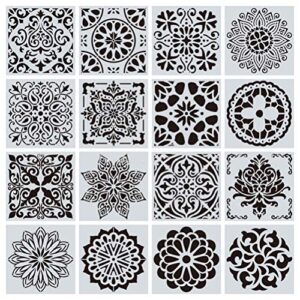 16Pcs (6 x 6 Inch) Reusable Stencils, Mandala Stencils Mandala Dot Painting Templates Stencil for DIY Painting Art Scrapbook Christmas Gifts for Kids