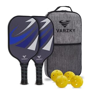 varzky pickleball paddles set of 2 - usapa carbon fiber paddles with advanced polymer honeycomb core technology - lightweight paddles with anti-slip cushioned grip - beginners and professional