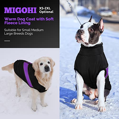 MIGOHI Warm Dog Jacket, Turtleneck Winter Dog Coat for Cold Weather, Windproof Dog Padded Vest with Fleece Lined for Outdoor, Zip Up Snowproof Dog Sweater Apparel for Small Medium Large Dogs