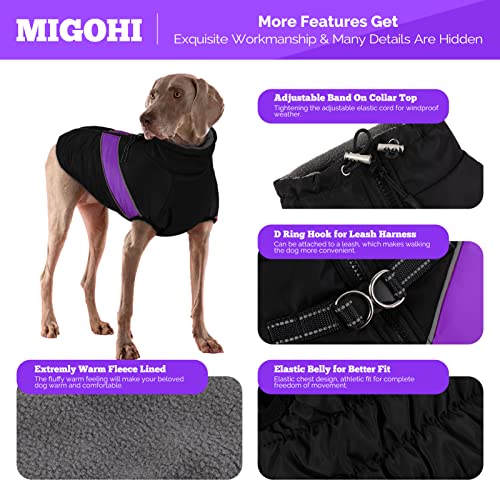 MIGOHI Warm Dog Jacket, Turtleneck Winter Dog Coat for Cold Weather, Windproof Dog Padded Vest with Fleece Lined for Outdoor, Zip Up Snowproof Dog Sweater Apparel for Small Medium Large Dogs