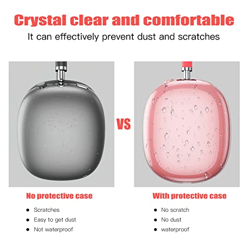 OOTSR Clear Case Cover for AirPods Max, Soft TPU Clear Anti-Scratch Protective Cover for AirPod Max,Transparent Accessories Skin Protector for Airpods Max Headphones（Pink）