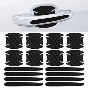 aphrordity 16 pcs car door handle scratch protector carbon fiber, car door handle paint scratch protector sticker, non-marking auto door handle protective film (black)