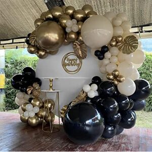 black gold white sand balloon garland arch kit 133pcs gold chrome metallic sand white beige boho latex balloons for birthday wedding 2023 new year party decoration