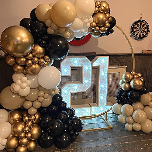 Black Gold White Sand Balloon Garland Arch Kit 133Pcs Gold Chrome Metallic Sand White Beige Boho Latex Balloons for Birthday Wedding 2023 New Year Party Decoration